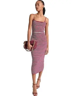 Michael Kors Striped Stretch Viscose Blend Midi Tank Dress - Purple