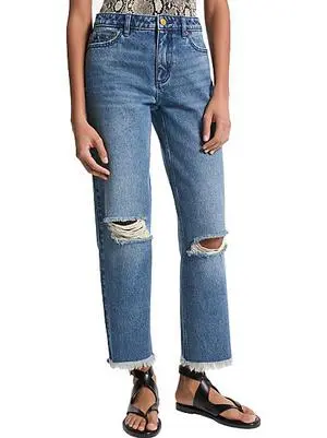 Michael Kors Distressed Straight-leg Jeans - Blue
