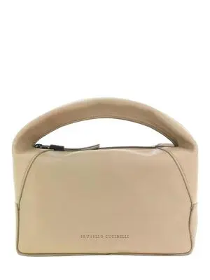Brunello Cucinelli Small Duo Curved-handle Leather Tote - Neutrals