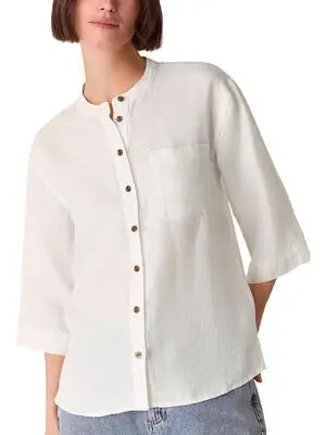 Whistles Grandad Linen Shirt - White