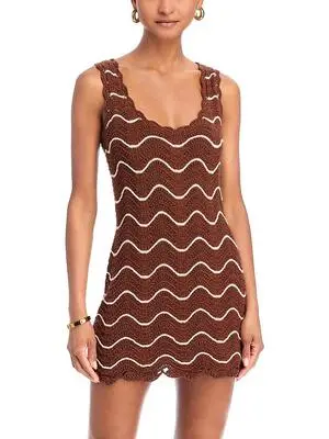 Cara Cara Orel Wave Crochet Mini Dress - Brown Ivory Wave Multi