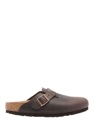 BIRKENSTOCK Boston Leather Slippers Brown