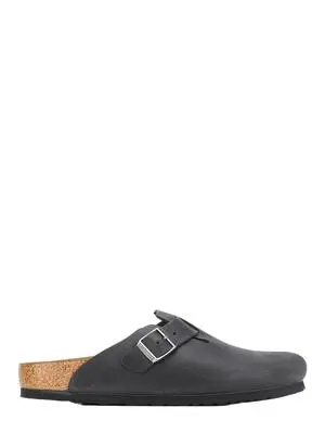 BIRKENSTOCK Boston Leather Slippers Black