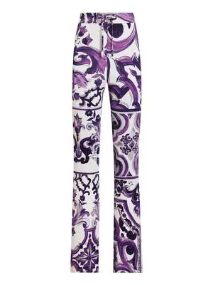 Dolce & Gabbana Majolica-print Flared Trousers - Multicolor