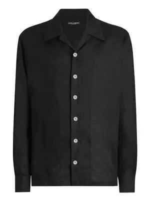 Dolce & Gabbana Hawaii Linen Canvas Shirt - Black