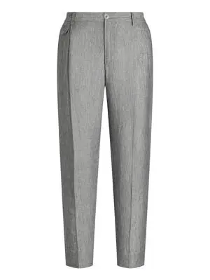 Dolce & Gabbana Washed Linen Canvas Trousers - Grey