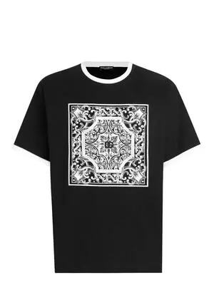 Dolce & Gabbana Cotton T-shirt With Print And Embroidery - Black