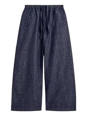 Cos Denim Wide-leg Drawstring Pants - Indigo