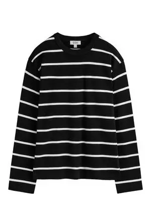 Cos Relaxed Jersey Interlock Long-sleeved T-shirt - Black
