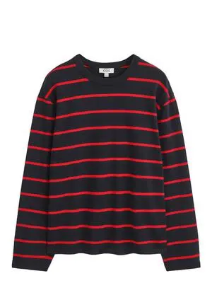 Cos Relaxed Jersey Interlock Long-sleeved T-shirt - Navy