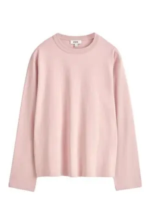 Cos Relaxed Jersey Interlock Long-sleeved T-shirt - Pink