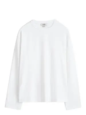 Cos Relaxed Jersey Interlock Long-sleeved T-shirt - White