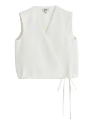Cos Tie-detail Linen-blend Wrap Vest - White