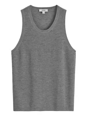 Cos Ribbed Merino Wool Knit Tank Top Gray
