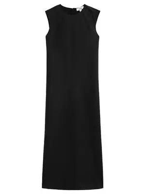 Cos Bias Cut Linen Blend Midi Dress - Black