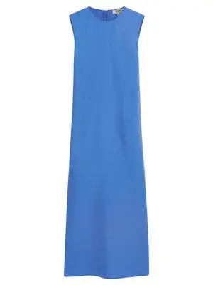 Cos Bias Cut Linen Blend Midi Dress - Blue