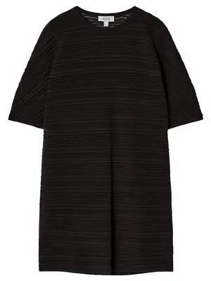 Cos Pleated Knit Mini Dress - Brown