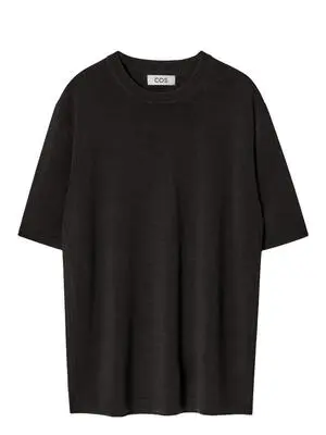 Cos Knitted Wool-silk T-shirt - Brown