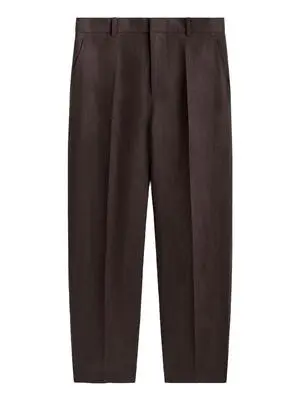 Cos Relaxed Fit Linen Tapered Pants - Brown