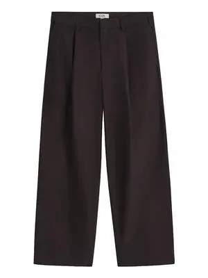 Cos Wide-Leg Cotton-Twill Trousers Brown