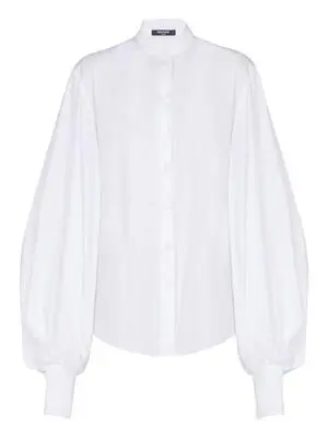 Balmain Cotton Puff-sleeve Poplin Shirt - White