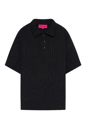 THE ELDER STATESMAN Nora Lite Check Polo Kelp Black