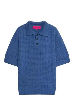 THE ELDER STATESMAN Nora Lite Check Polo - Blue