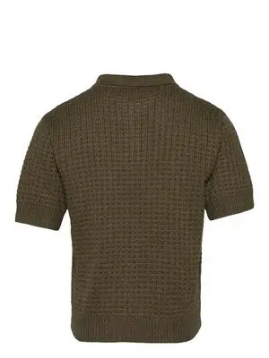 THE ELDER STATESMAN Nora Lite Check Polo Kelp Green
