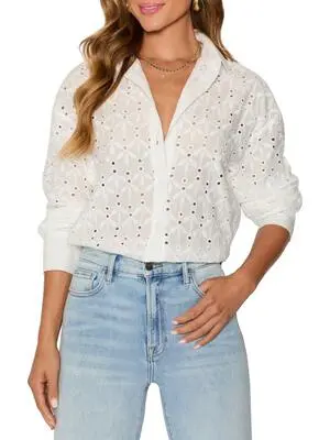 VICI Floral Eyelet Button-up Shirt - White