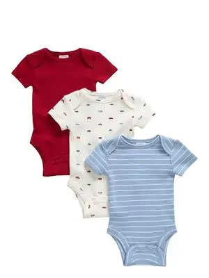 Nordstrom Assorted Cotton Bodysuits - 3 Pack Cute Cars Pack