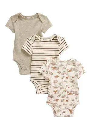 Nordstrom Assorted Cotton Bodysuits - 3 Pack Dino Forest Pack