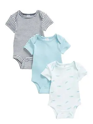 Nordstrom Assorted Cotton Bodysuits - 3 Pack Whale Stripe Pack