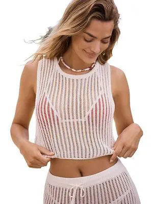 L*Space Sander Crochet Tank Beige