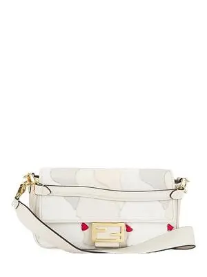 FWRD RENEW Fendi Mink Fur Nappa Faces Baguette Shoulder Bag - Ivory