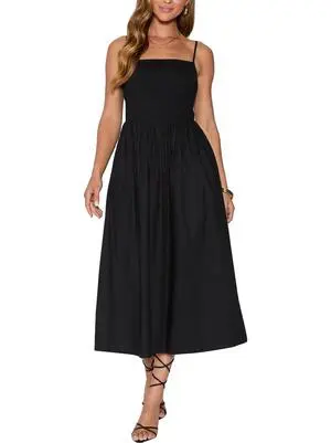 VICI Essential Smocked Cotton Midi Sundress - Black
