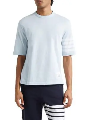 Thom Browne 4-bar Cotton Jersey T-shirt - Light Blue