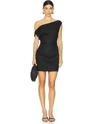 SANS FAFF Linen Off-the-shoulder Mini Dress With Belt - Black