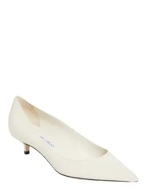 JIMMY CHOO Amelia Pointed-toe Kitten Heel Pumps - Latte