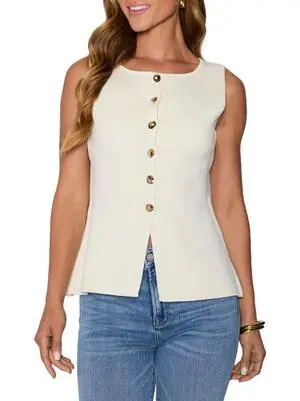 VICI Button-up Sweater Vest - Cream