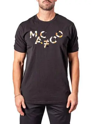MACEOO Logo Appliqué Graphic T-shirt - Black