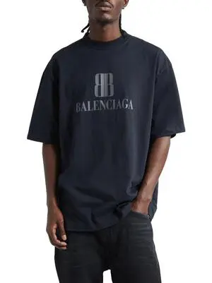 Balenciaga Fit Nano Bb Logo Graphic T-shirt - Faded Black