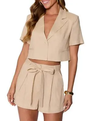 VICI Modern Muse Crop Short Sleeve Jacket - Taupe