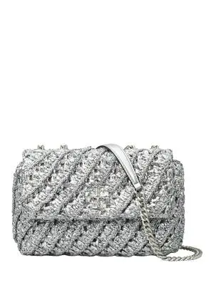 Tory Burch Kira Metallic Chevron Convertible Shoulder Bag - Silver