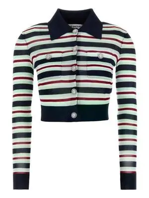 SELF-PORTRAIT Striped Cardigan - Blue