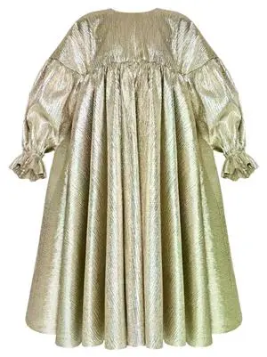 ANOUKI Metallic Pleated Midi Dress - Neutrals