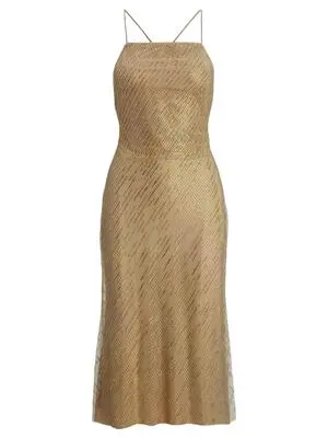 Ralph Lauren Metallic Mesh Slip Dress - Neutrals