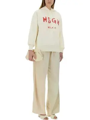 MSGM Logo-print Hoodie - Neutrals