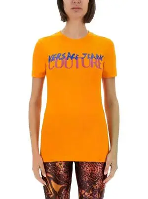 Versace Logo-Print T-Shirt Orange
