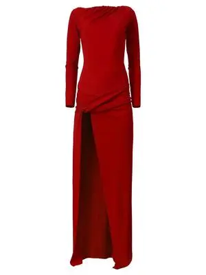 MOOS STUDIO Siren Ruched Gown - Red
