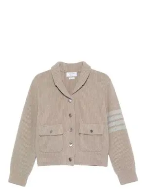 THOM BROWNE 4-Bar Stripes Tuck Ribbed Bomber Jacket